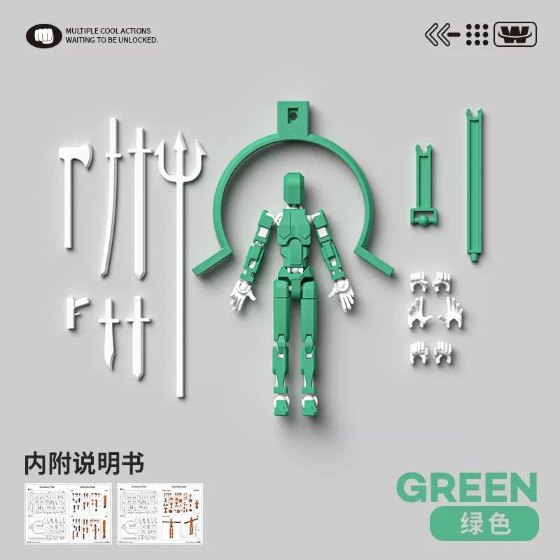 Lucky 13 3D Print - DUMMY 13 Printable Jointed Figure (Green)