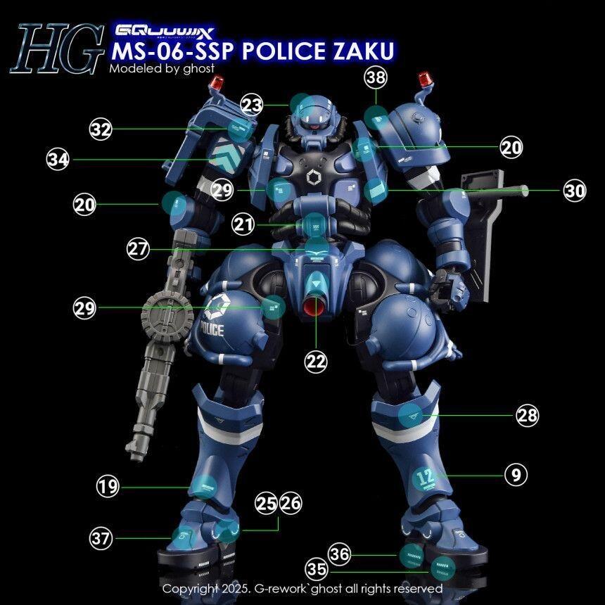 Flame Decal - HG 1/144 Police Zaku (Fluorescence)