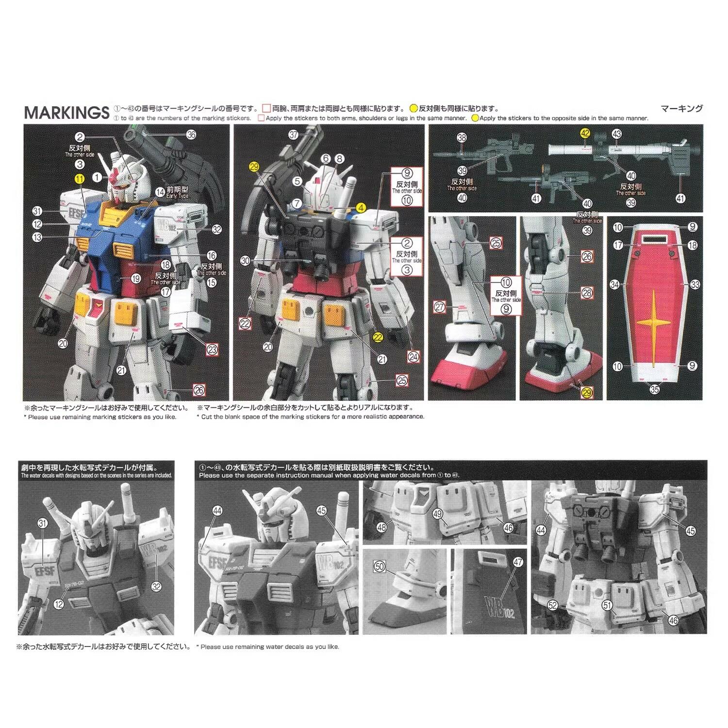 EVO Water Decal - HG 1/144 RX-78-02 Gundam (Gundam The Origin Ver ...