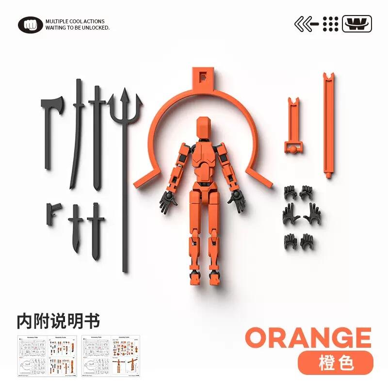 Lucky 13 3D Print - DUMMY 13 Printable Jointed Figure (Orange)