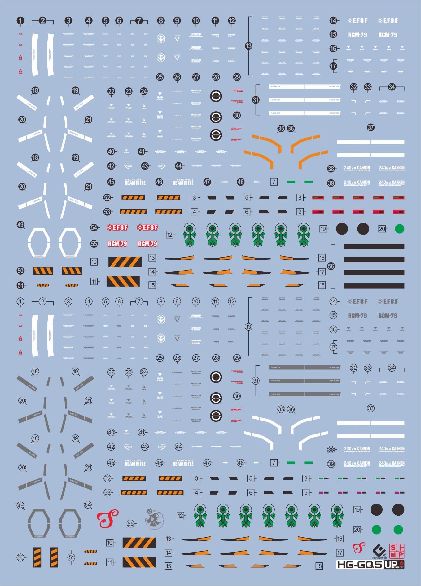 EVO Water Decal - HG 1/144 Light-Type Guncannon / Light-Type Guncannon ...