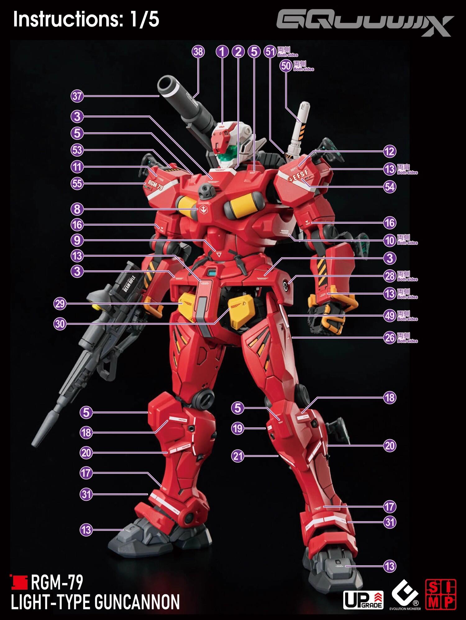 EVO Water Decal - HG 1/144 Light-Type Guncannon / Light-Type Guncannon ...
