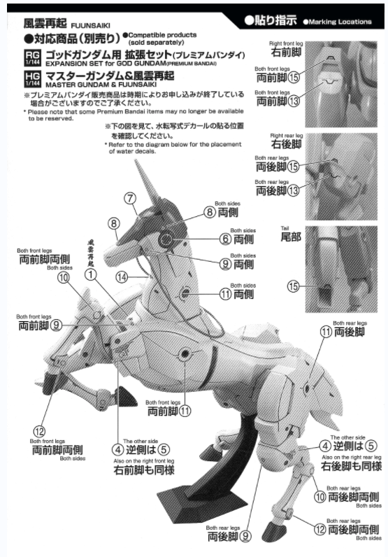 EVO Water Decal - RG 1/144 God Gundam + Fuunsaiki