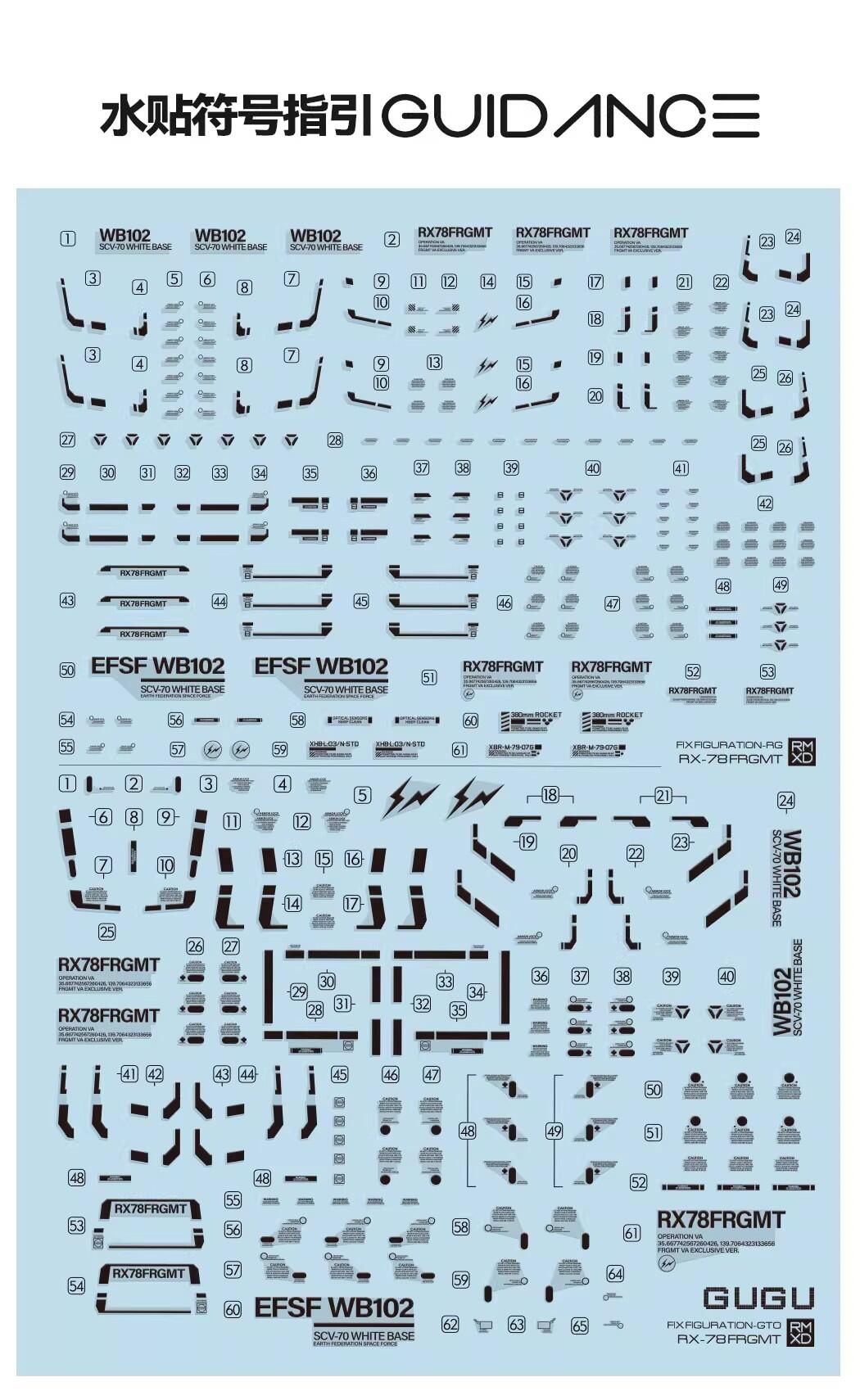 GUGU Studio Water Decal - RG 2.0 / MG GTO RX-78-2 Gundam (Hiroshi ...