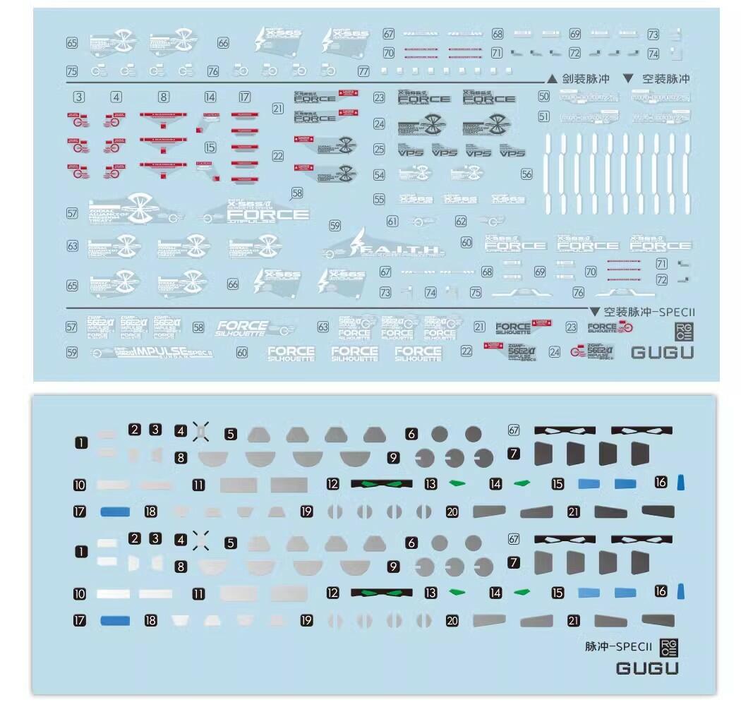 GUGU Studio Water Decal - RG 1/144 Force Impulse / Force Impulse Spec ...