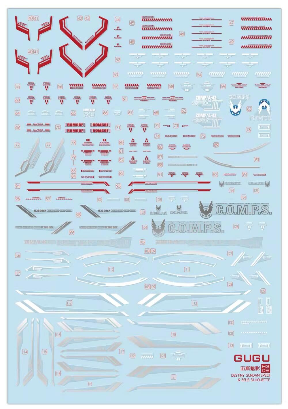 GUGU Studio Water Decal - HG 1/144 Destiny Gundam Spec II & Zeus Silhouette