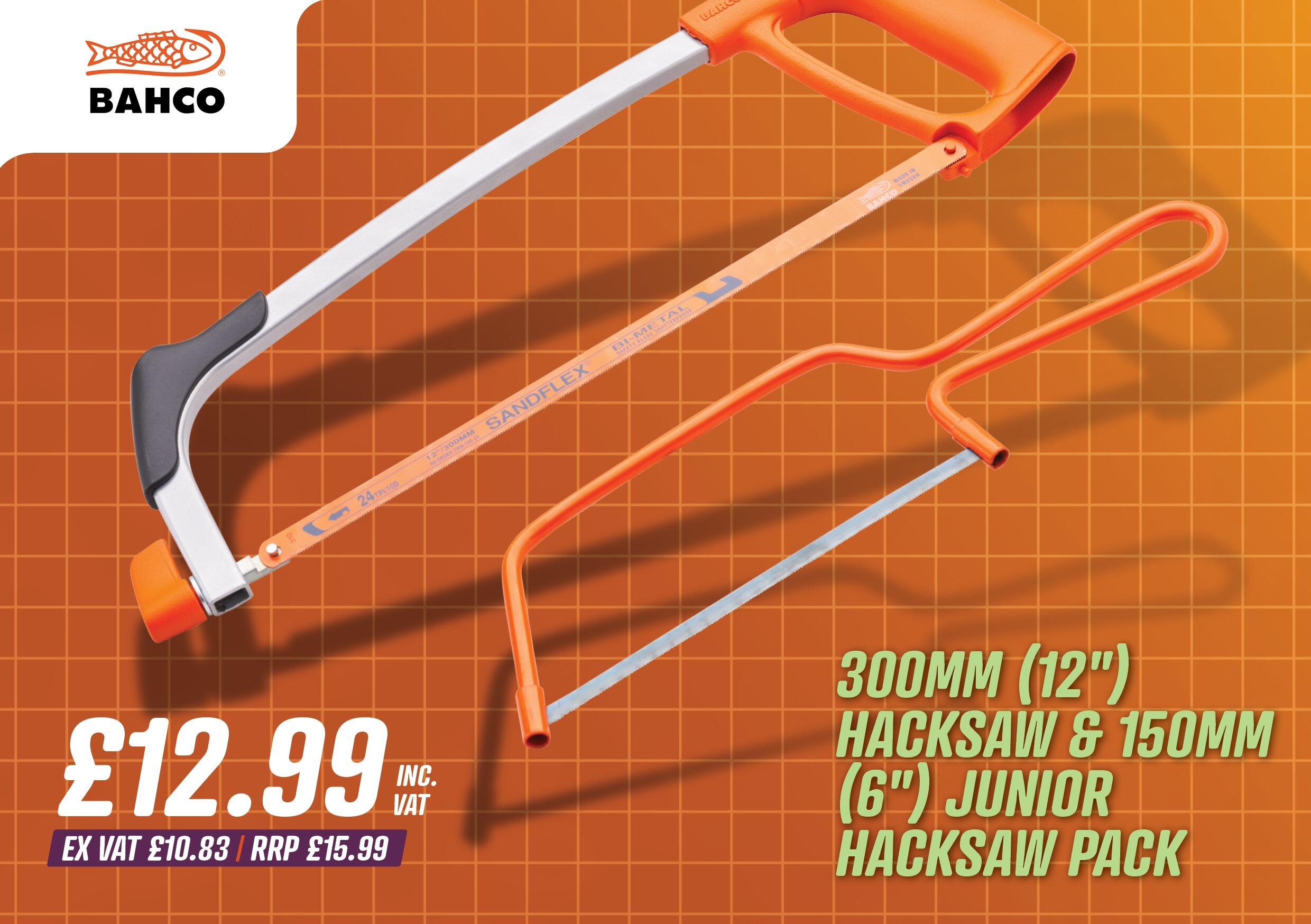 Bahco 300mm (12") Hacksaw & 150mm (6") Junior Hacksaw Pack