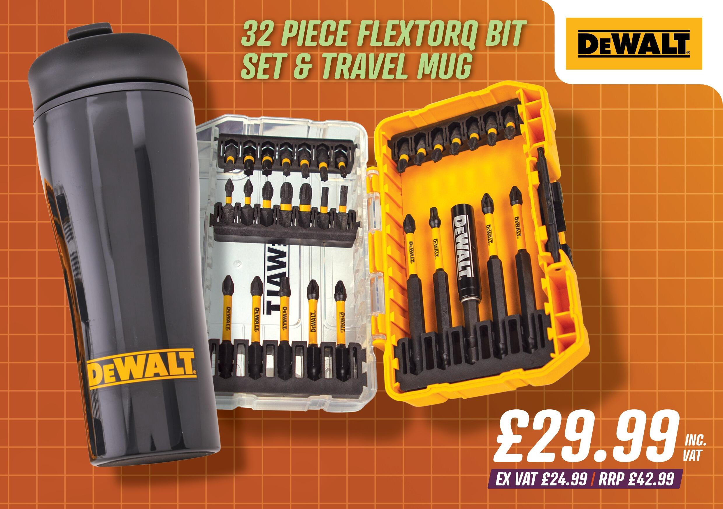DeWalt 32 Piece FlexTorq Bit Set & Travel Mug