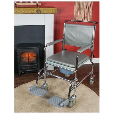 Height Adjustable Mobile Commode | Bathing Aids | Care Home Medical