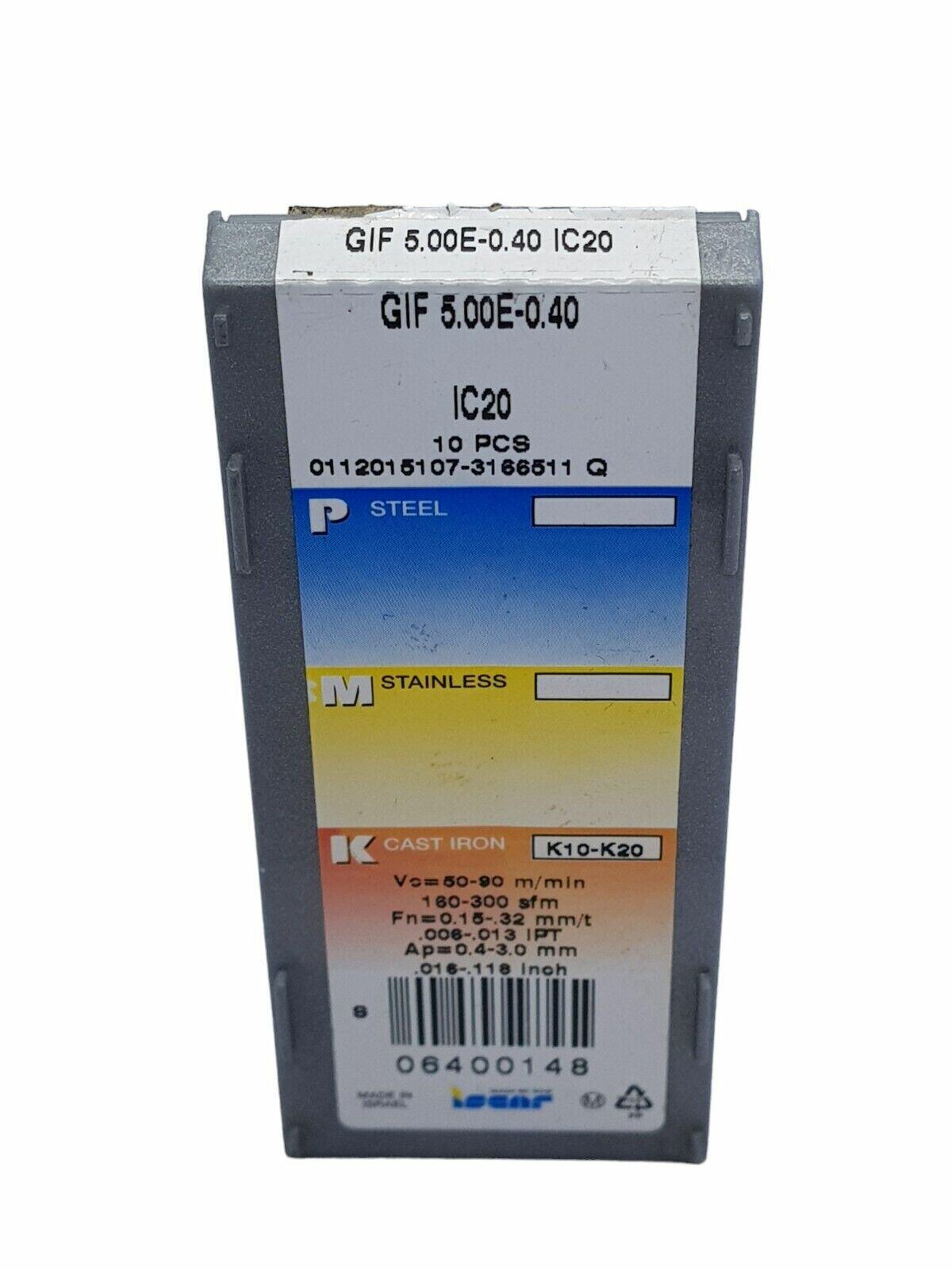 Buy x10 Iscar Carbide Inserts GIF 5.00E-0.40 5mm Parting Off Tips IC20 ...