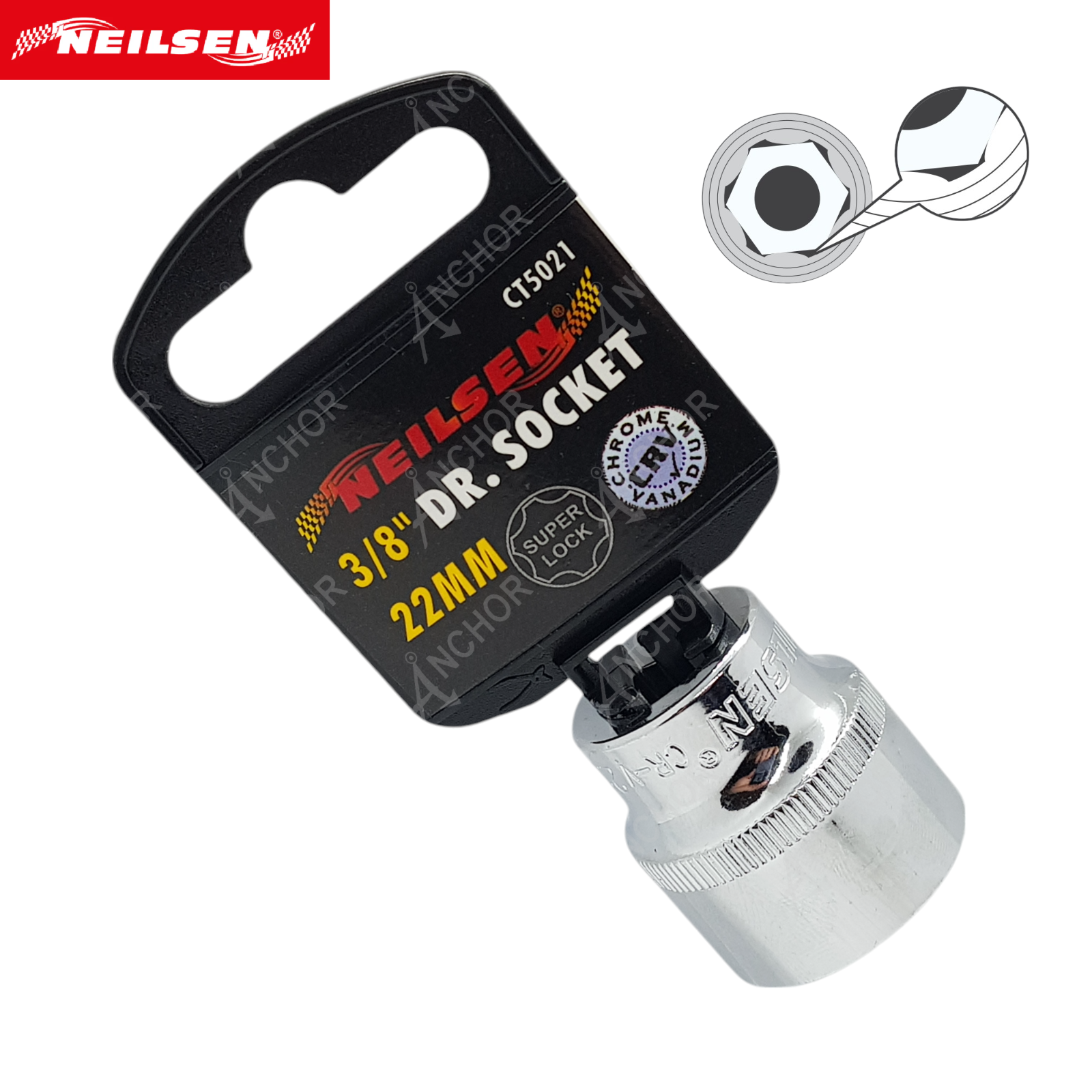 22MM 3/8" Inch Drive Socket Standard 6 Six Point