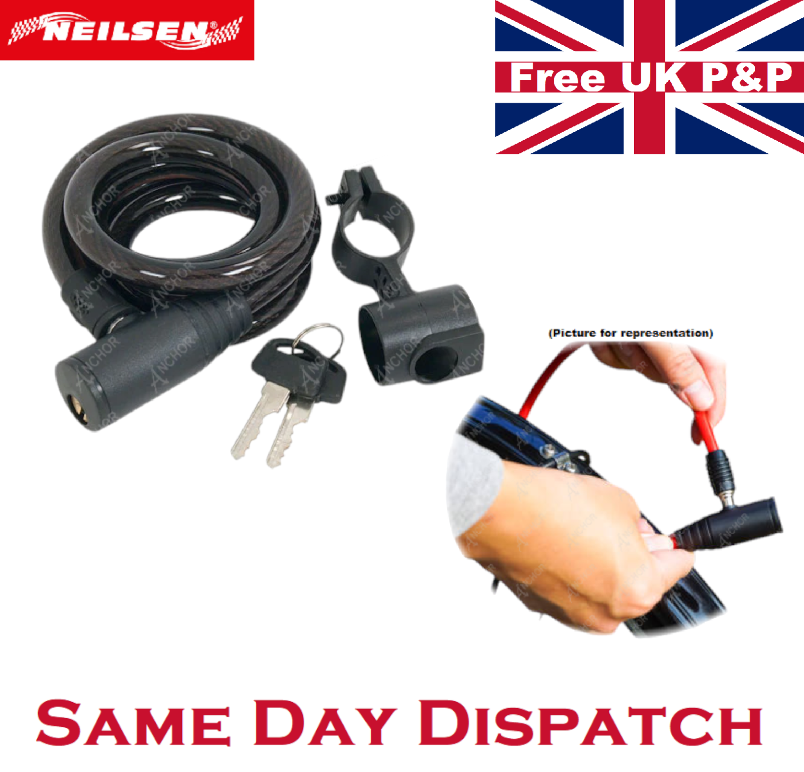 Bike Lock Bicycle Security Cable With Two Keys