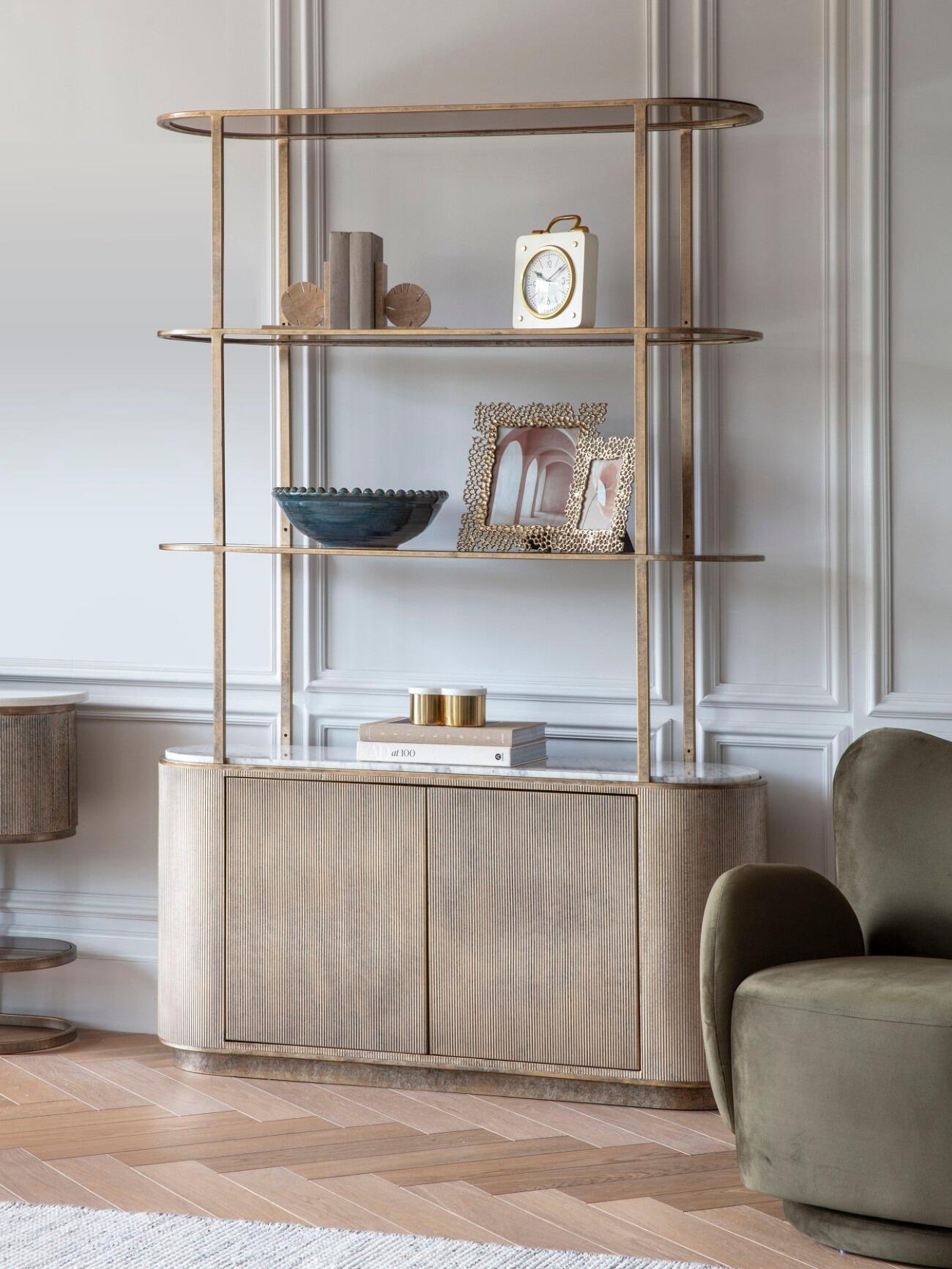 Belmont Aged Gold Shelving Unit