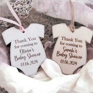 Personalised wooden baby shower / christening gift tags, thank you tags ...