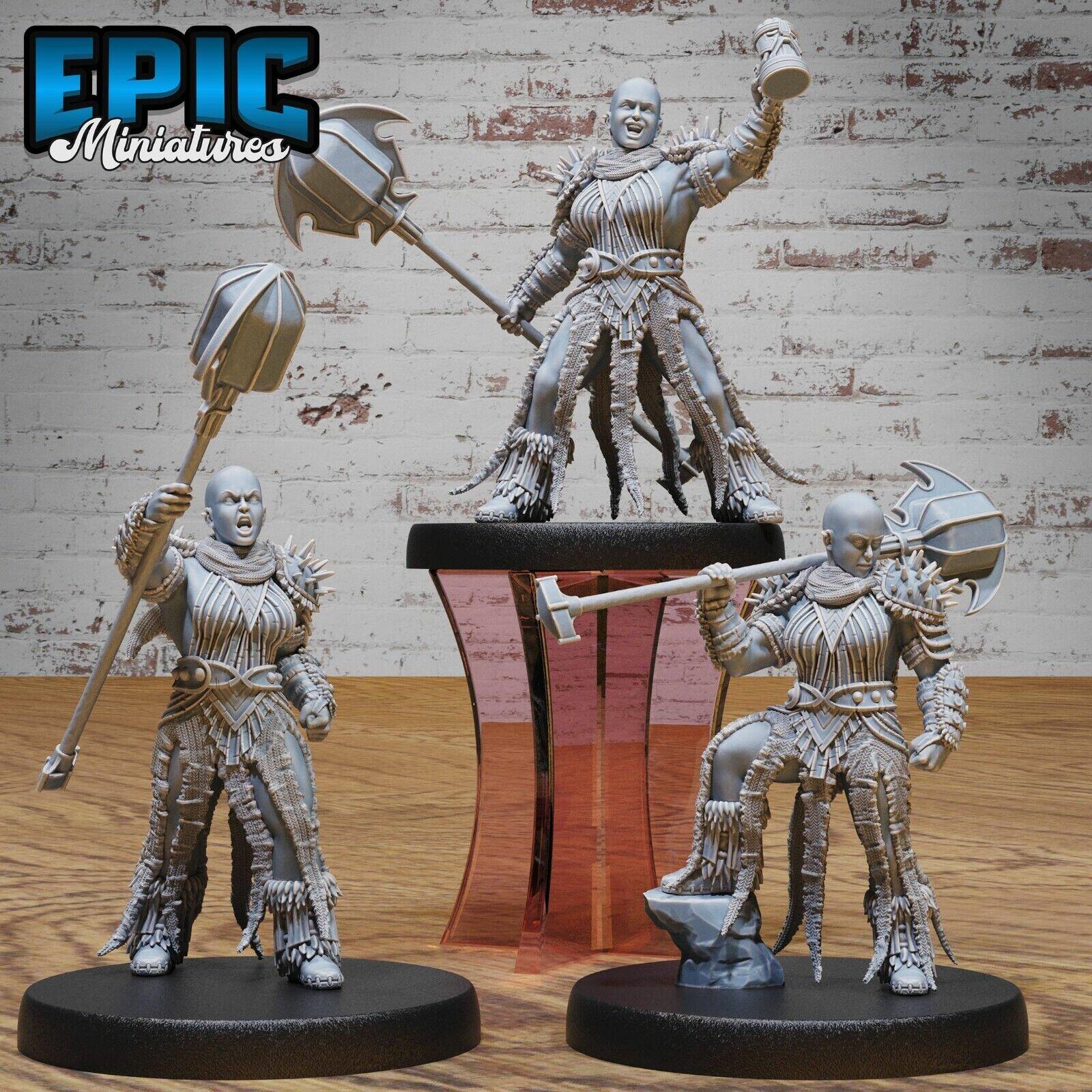 Bald Dwarf Female Warrior - D&D Dungeons and Dragons Miniature 28mm ...