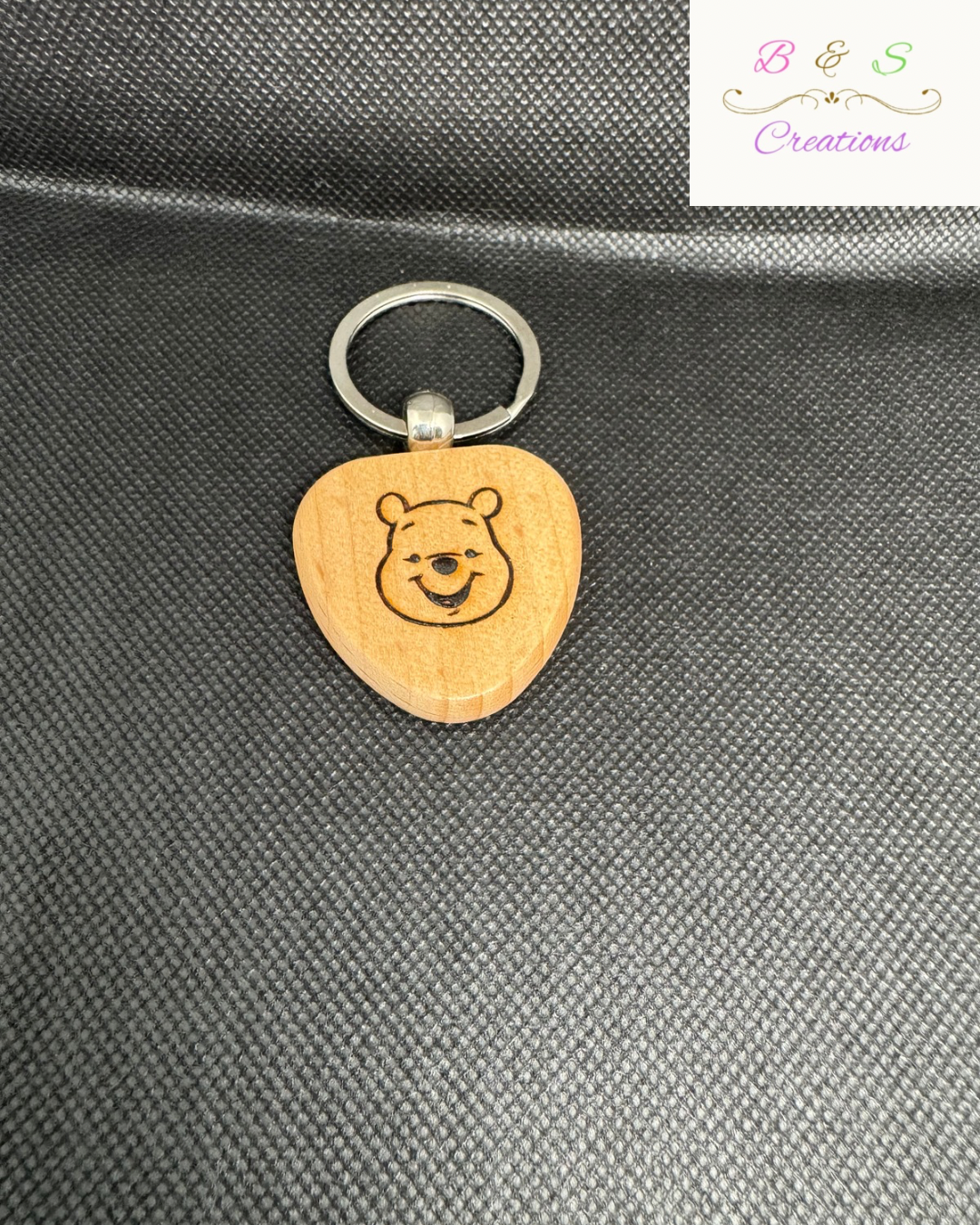 Laser engraved leather keyring