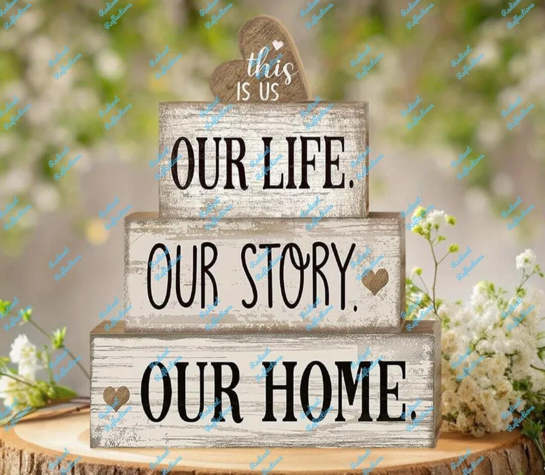 Rustic Stacking Wooden Block Signs – "This Is Us"