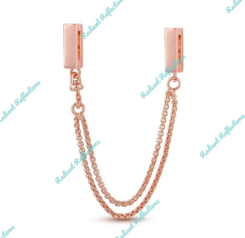 925 Rose Gold Safety Chain Slider Charm