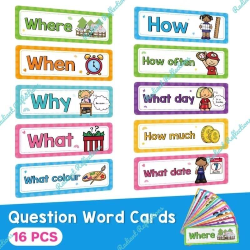 16-Pack Educational Flashcards – English Grammar Question Words ...