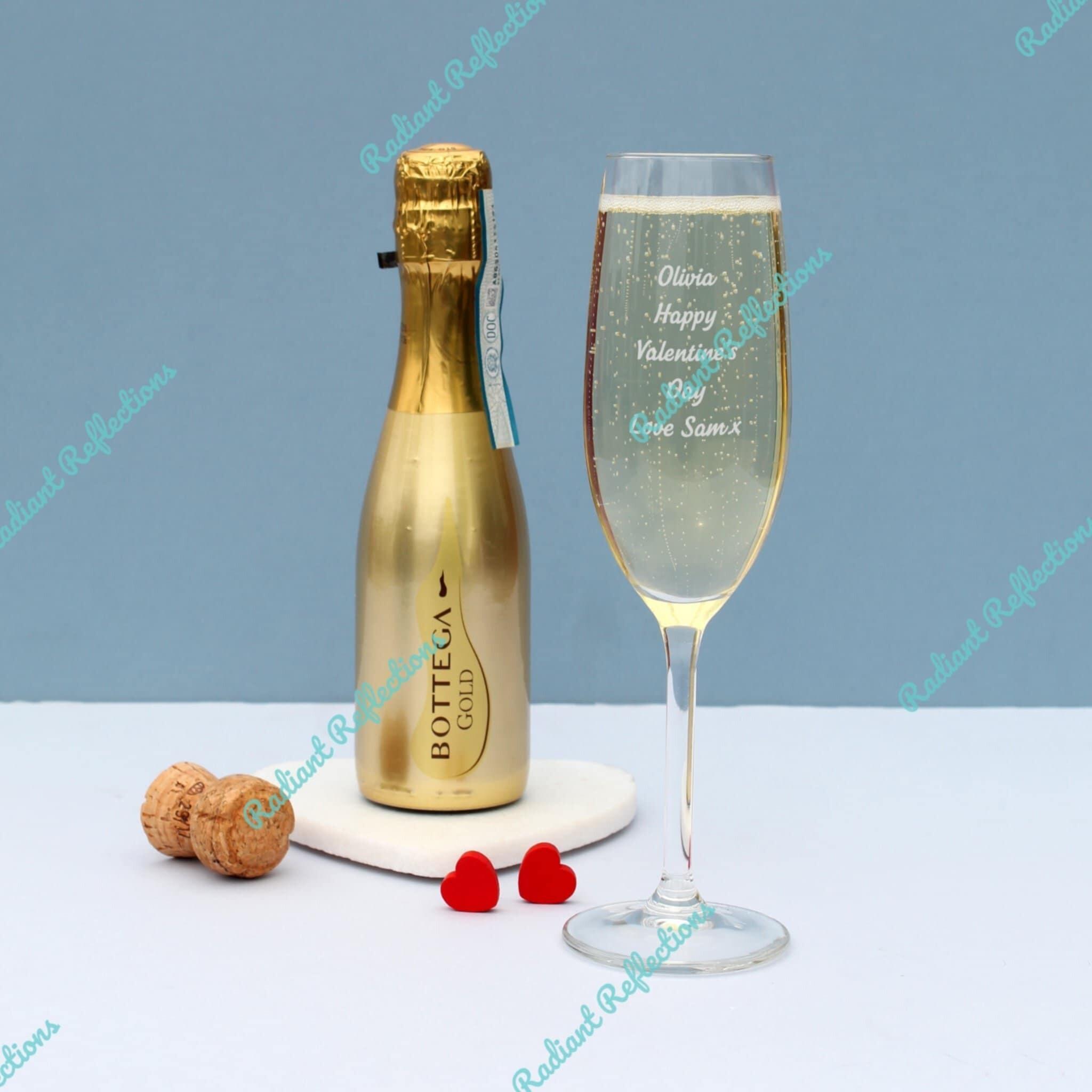 Personalised Flute & Mini Bottega Prosecco Set - 2 Options