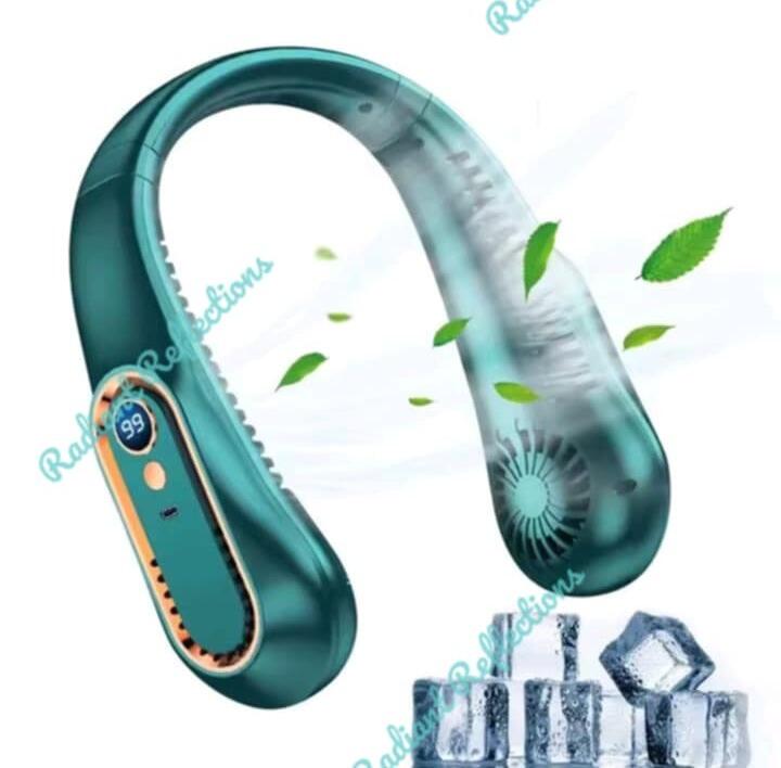 Rechargeable Hanging Neck Fan with Digital Display – Hands-Free Cooling ...