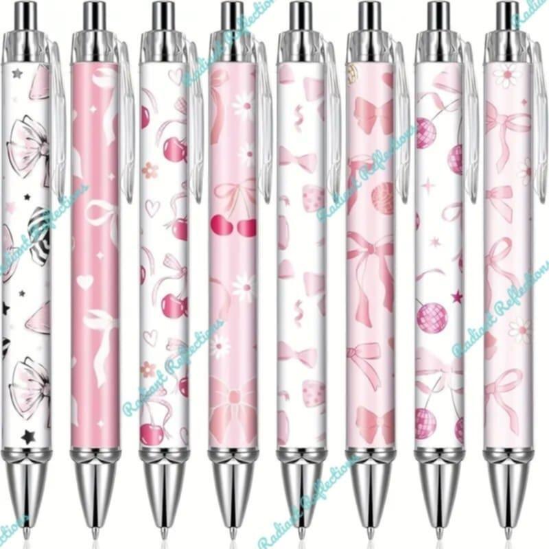 8pcs Retractable Black Gel Ink Pens – Fine Point Ballpoint Set with ...