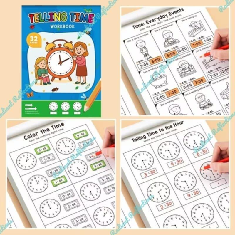 Telling Time Workbook for Children - Fun Clock Reading Practice & Time ...