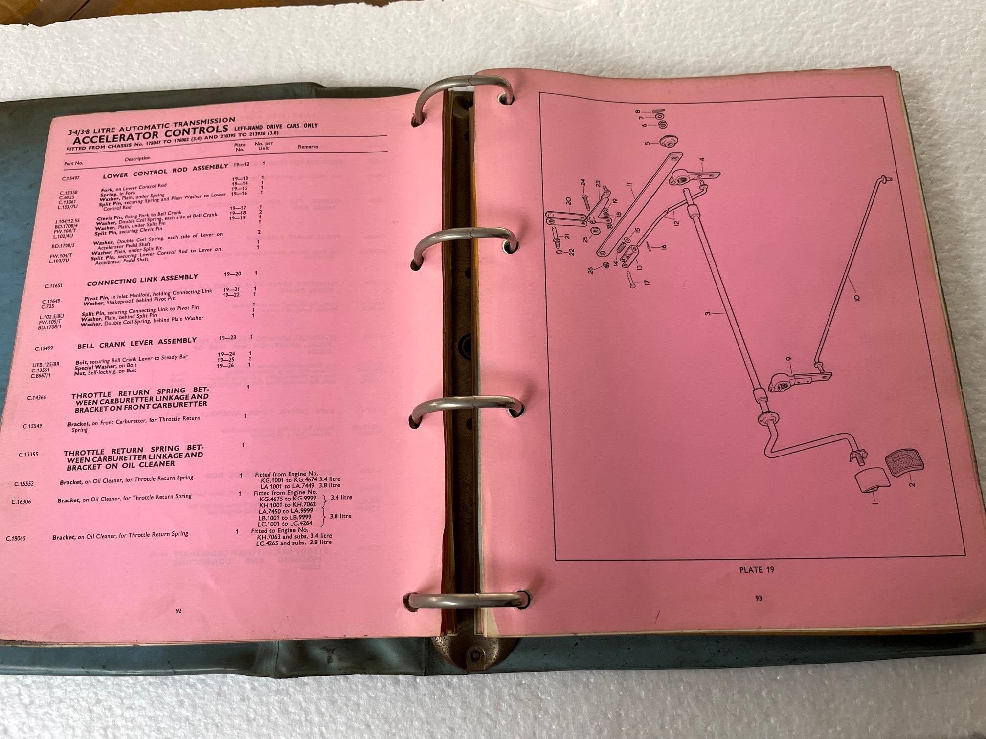 ORIGINAL 1964 JAGUAR MARK 2 3 4 3 8 SPARE PARTS CATALOGUE J34 OVER ORIGINAL 1964 JAGUAR MARK 2 3 4 3 8 SPARE PARTS CATALOGUE J34 OVER