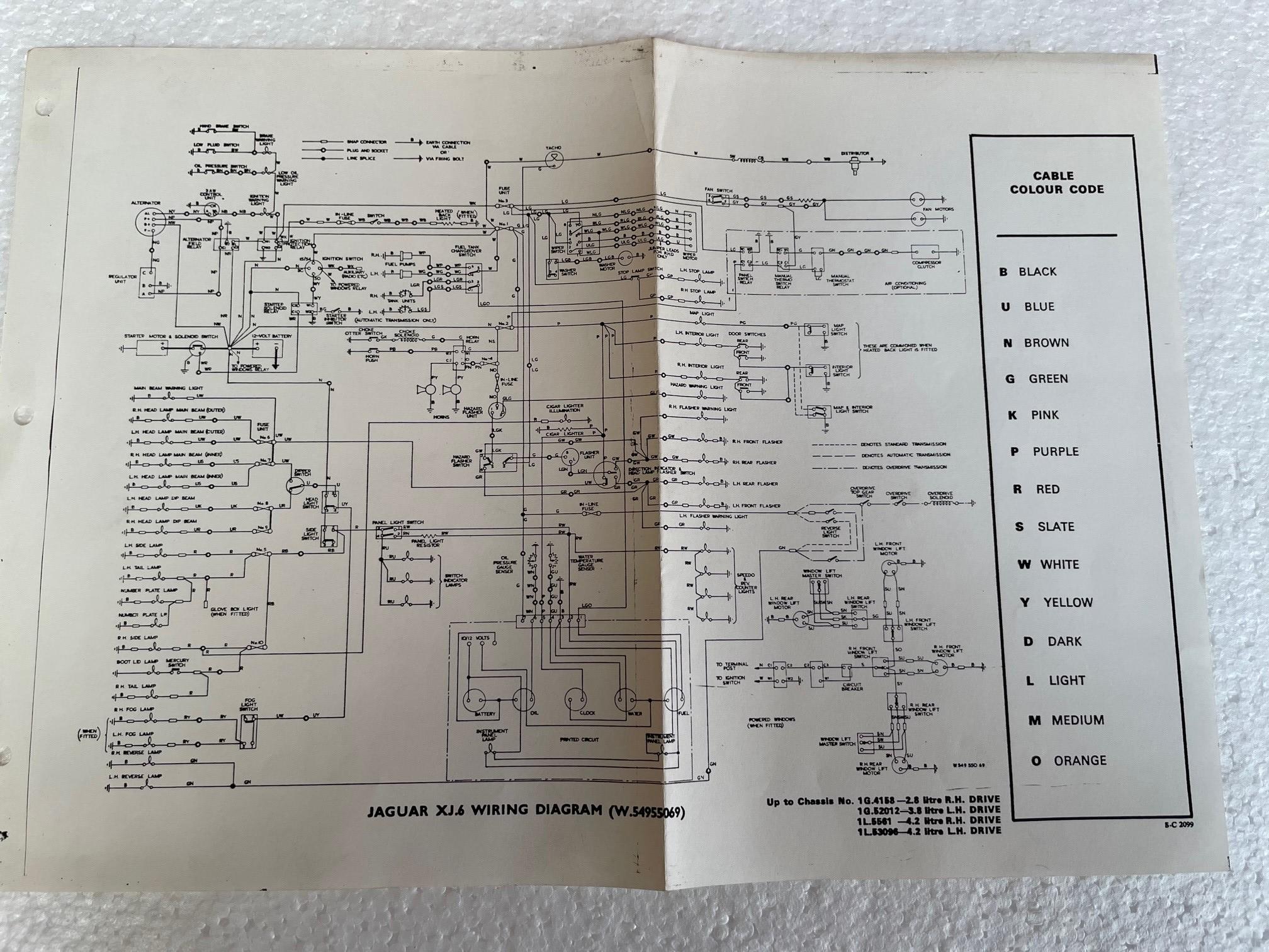 LUCAS WIRING DIAGRAM W54955069 JAGUAR XJ6 2.8, 3.8 & 4.2