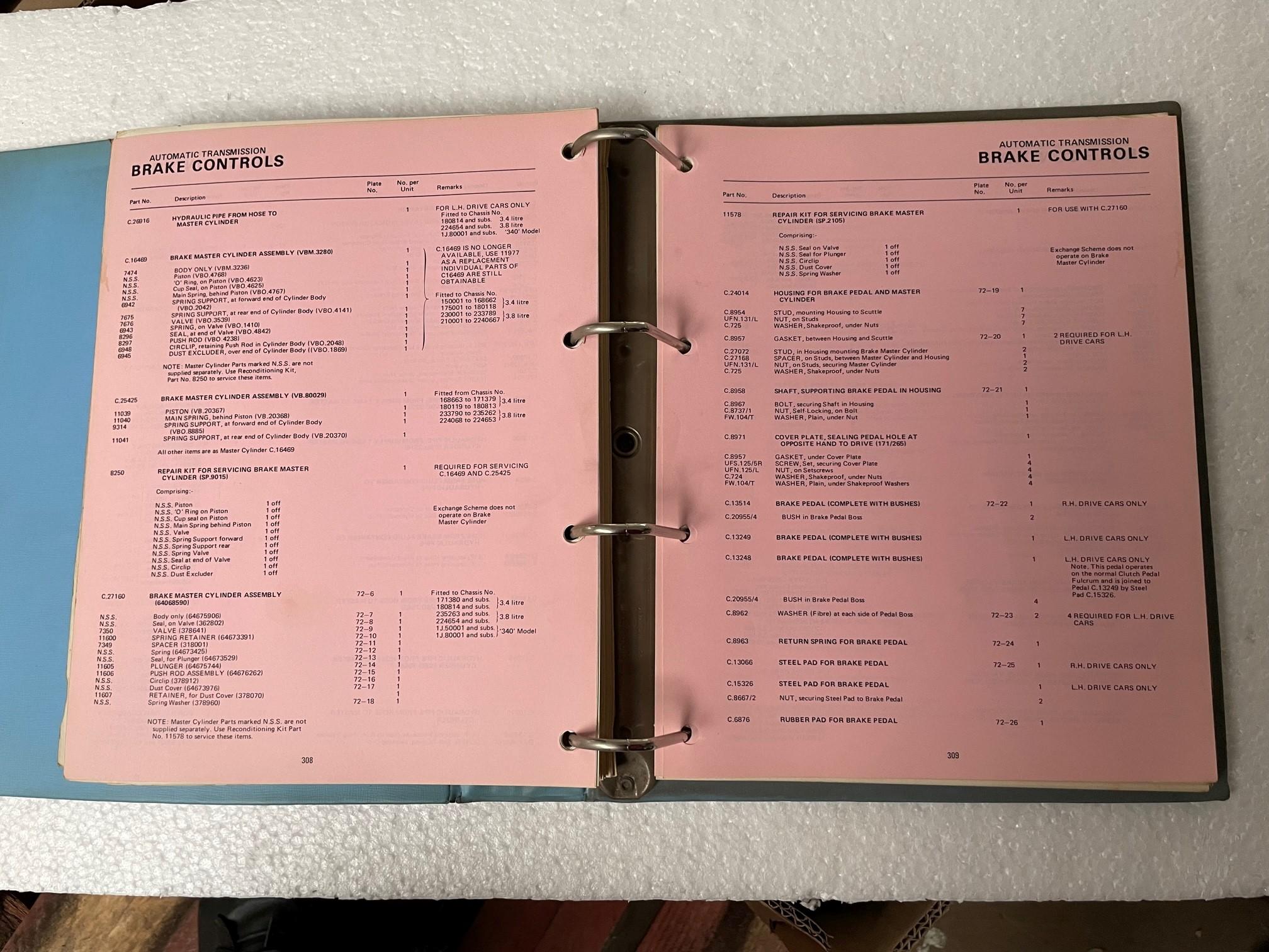 ORIGINAL 1972 JAGUAR MARK 2 3 4 3 8 340 SPARE PARTS CATALOGUE J34 original-1972-jaguar-mark-2-3-4-3-8-340-spare-parts-catalogue-j34