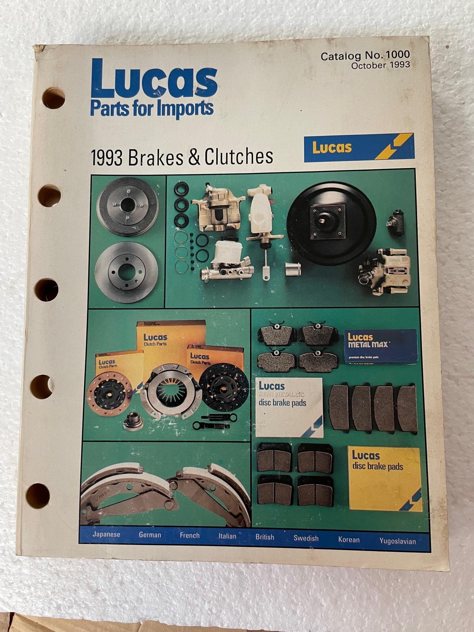 RARE ORIGINAL LUCAS 1993 BRAKE & CLUTCHES PARTS MANUAL No. 1000 - 372 PAGES