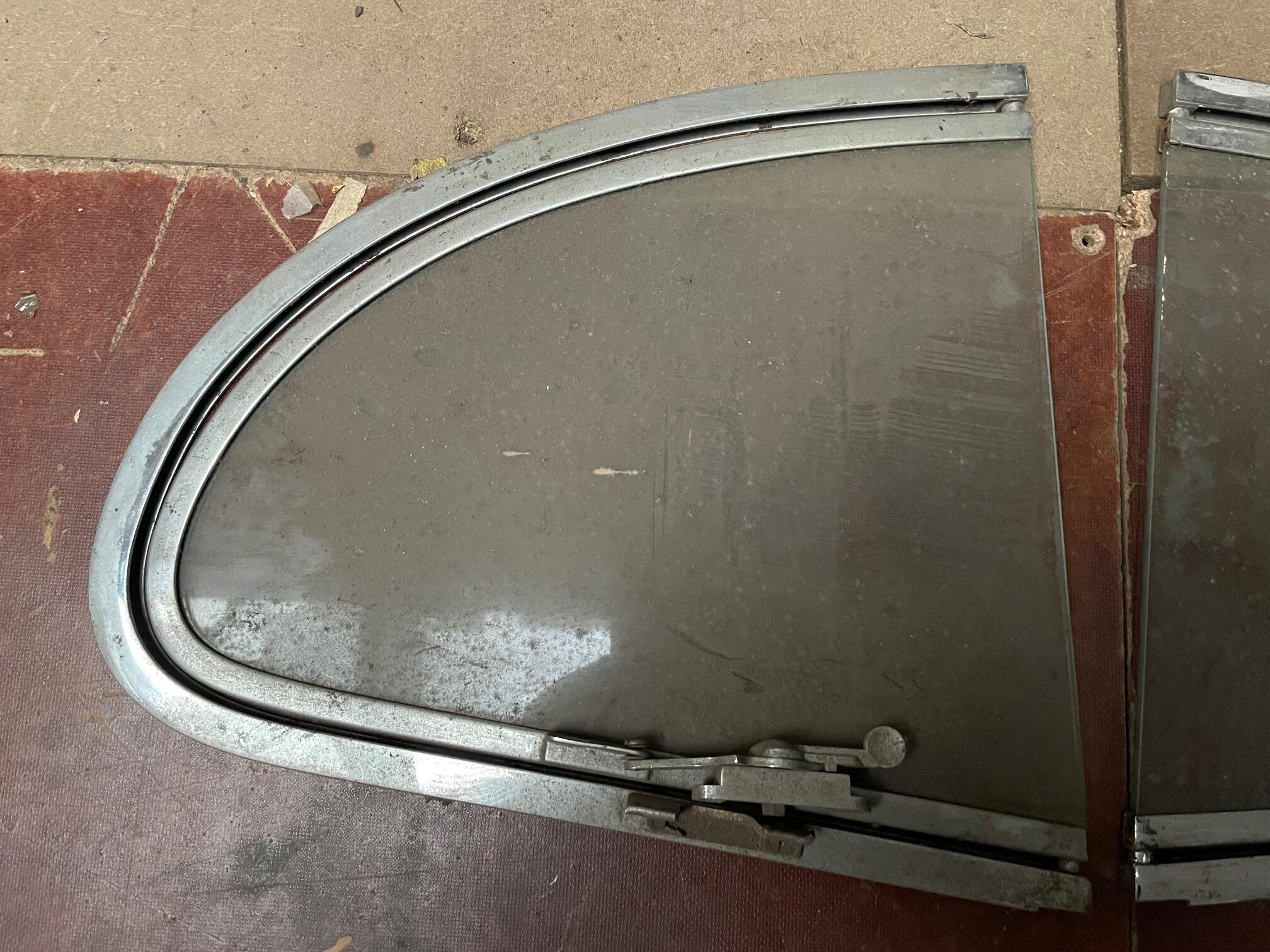 VERY RARE ORIGINAL XK150 L/H & R/H REAR QUARTER WINDOWS & FRAMES (B)