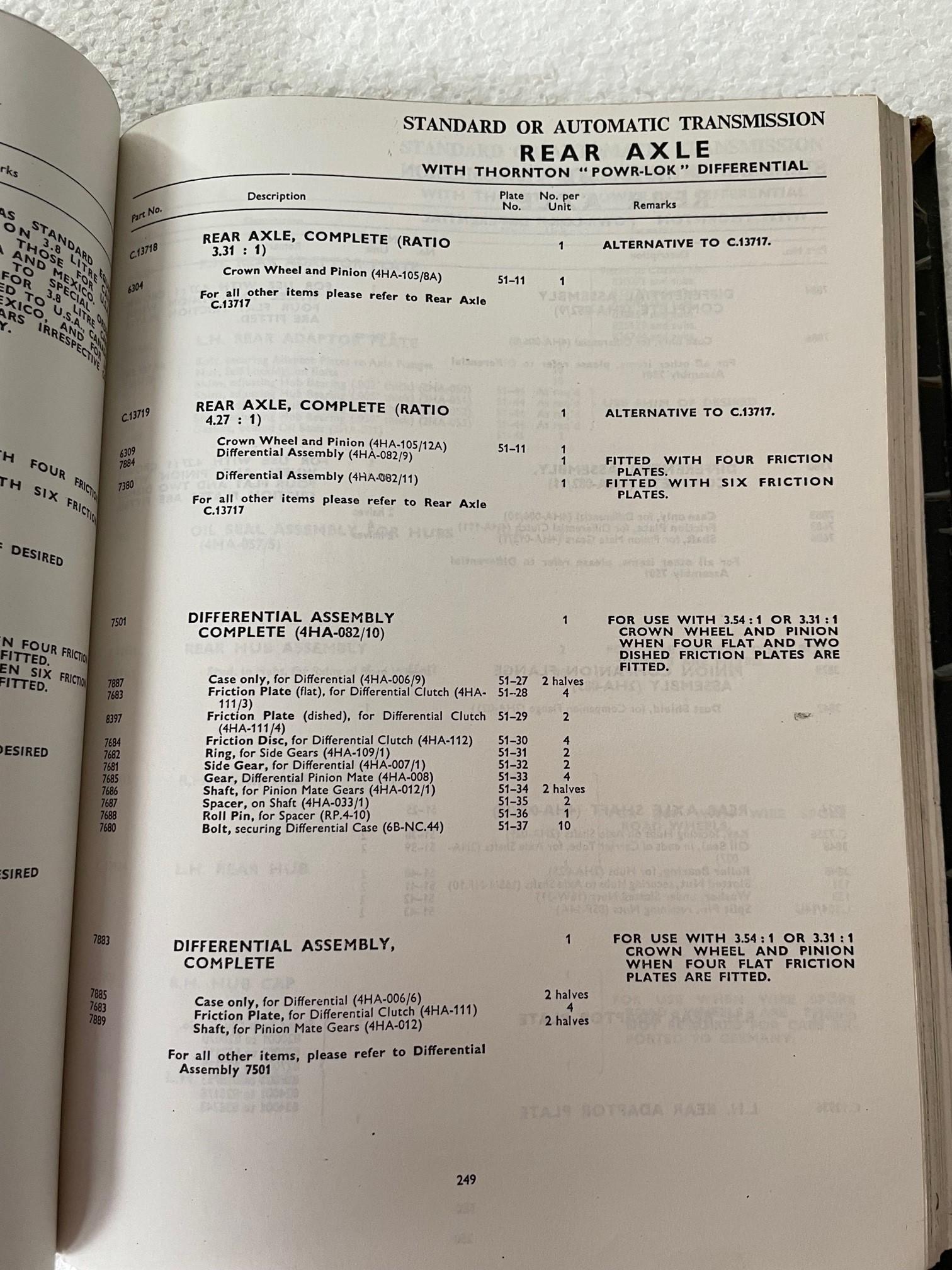 ORIGINAL JAGUAR XK150 MECHANICAL PARTS CATALOGUE - 438 PAGES