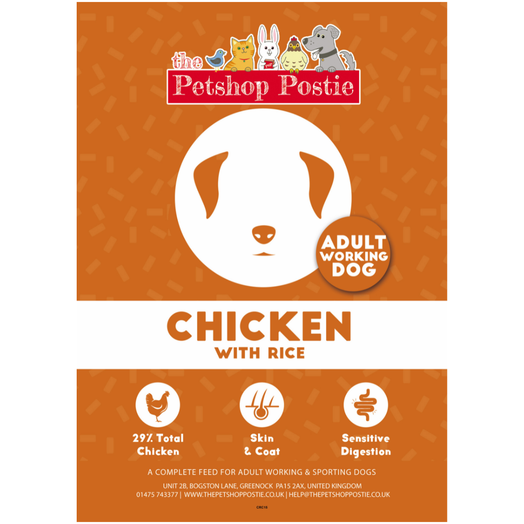 Petshop Postie Chicken & Rice Complete Adult Working Dog Food 15kg