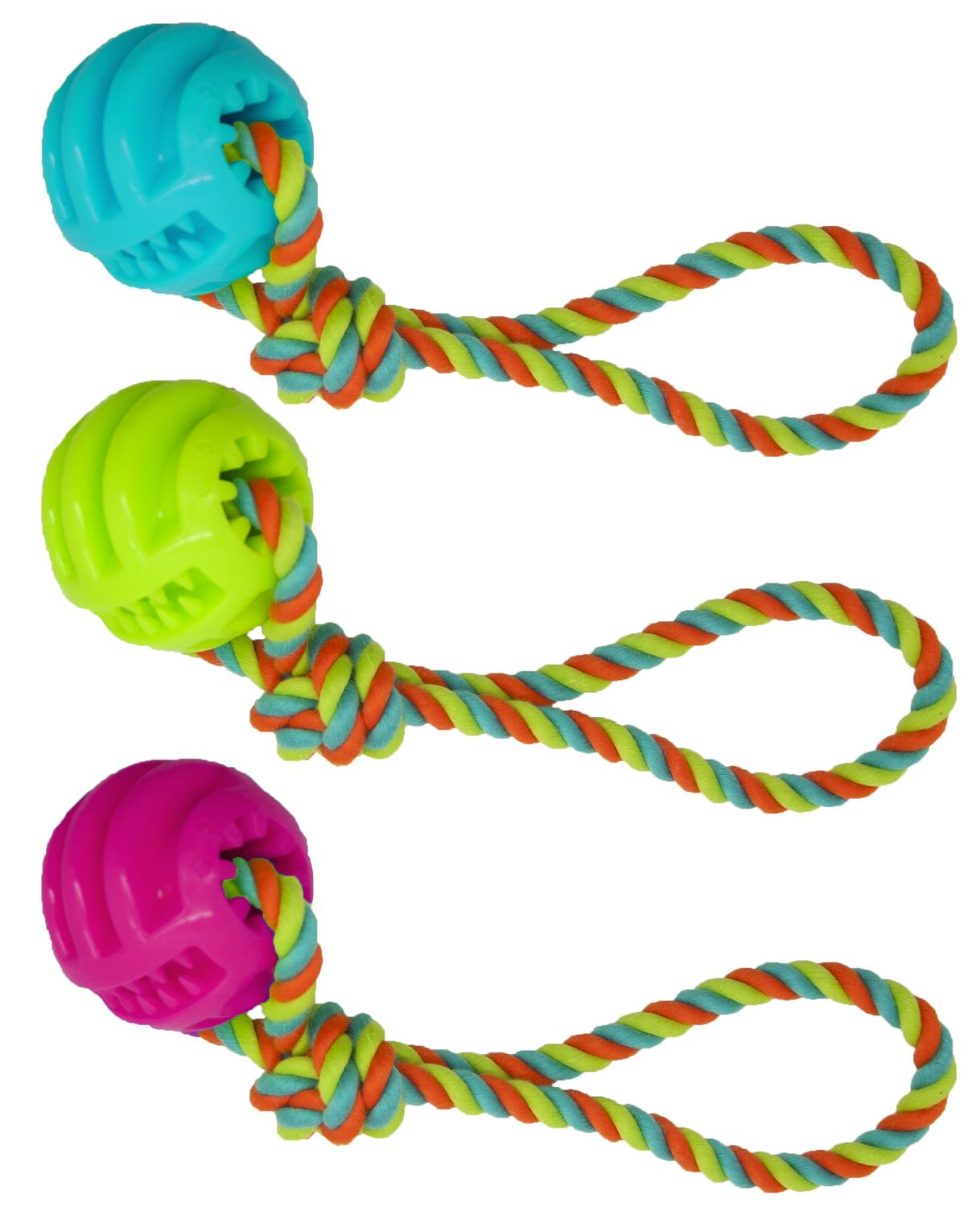 Tuffs Fruity TPR Ball on Rope Dog Toy