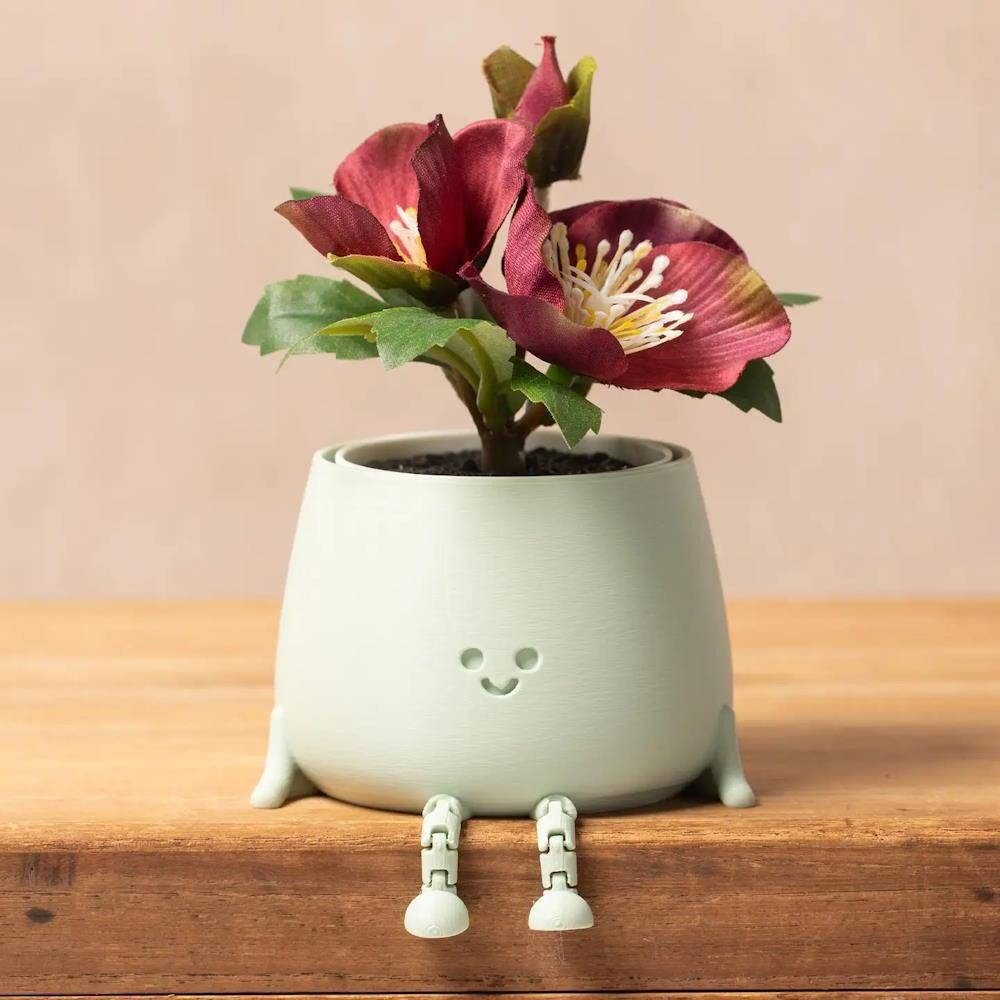 Small Sage Green Happy Plant Pot with Legs | Albert & Moo