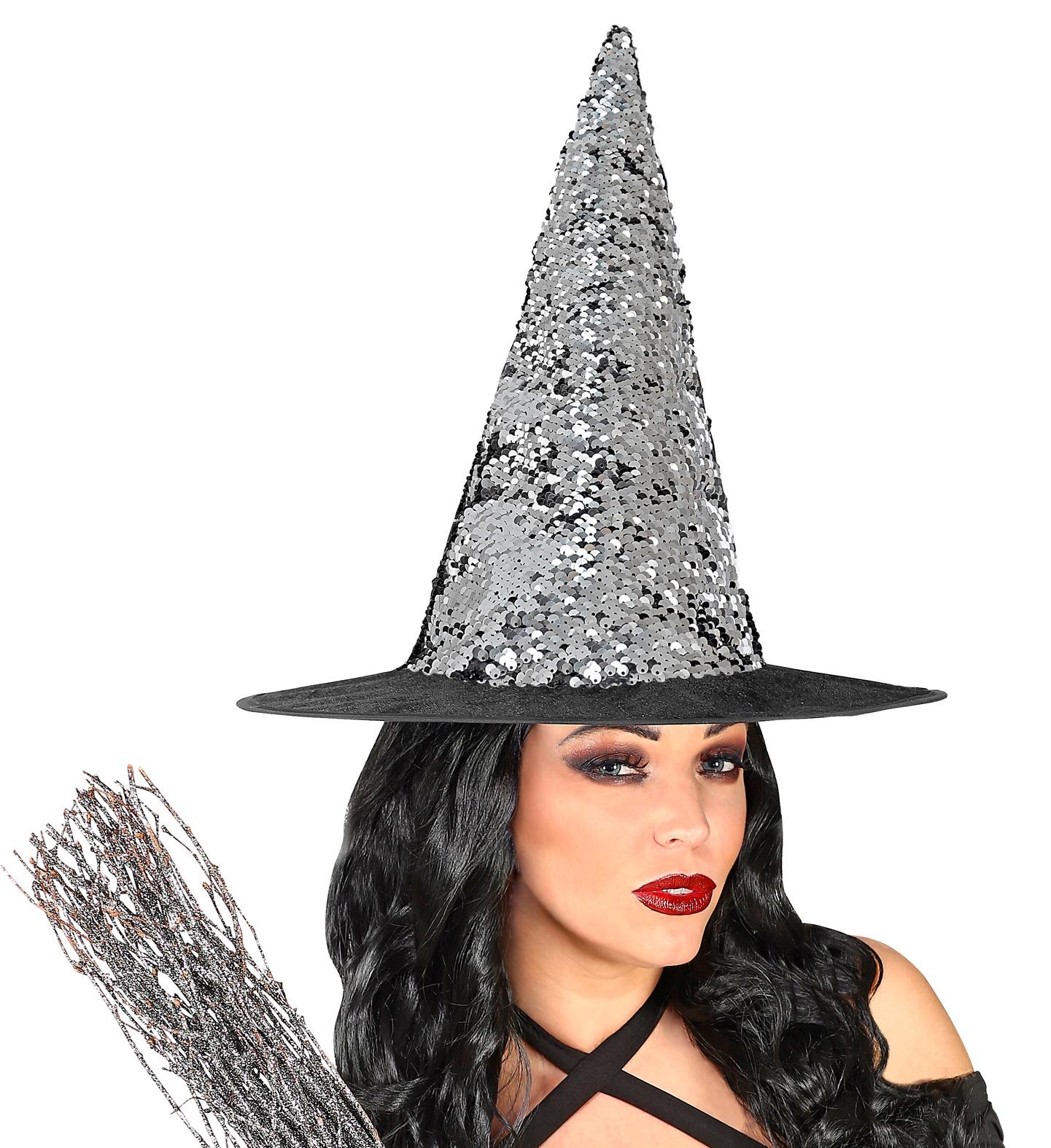 Reversible Sequin Witch Hat Black/Silver