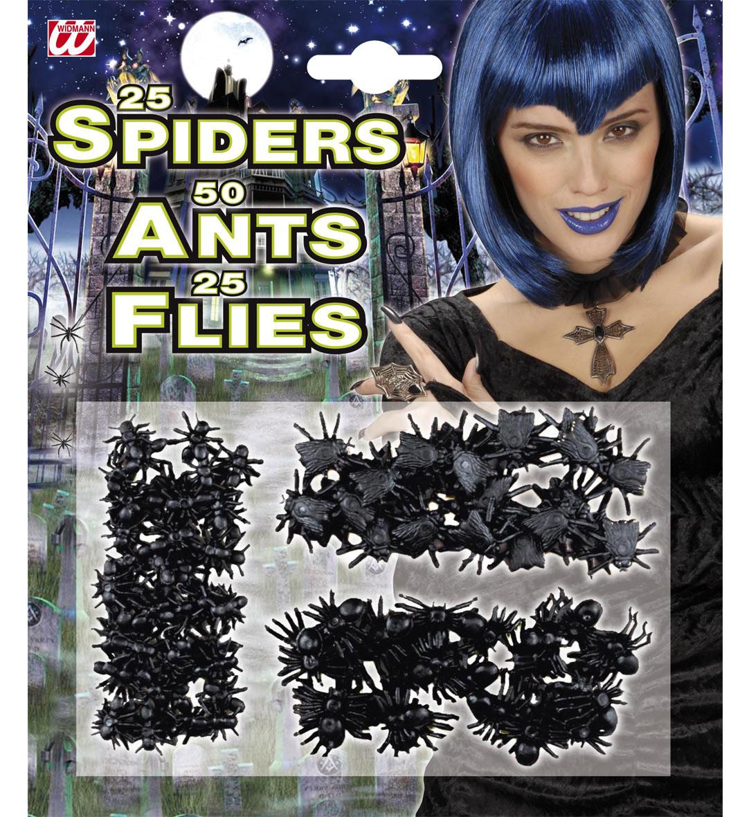 PACK OF 50 ANTS, 25 SPIDERS AND 25 FLIES