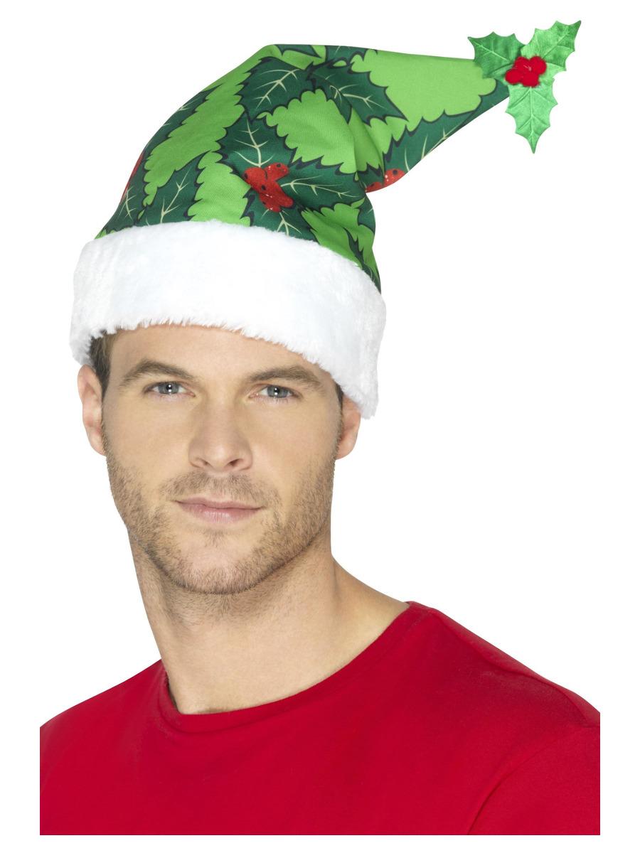 Holly Berry Santa Hat, Green