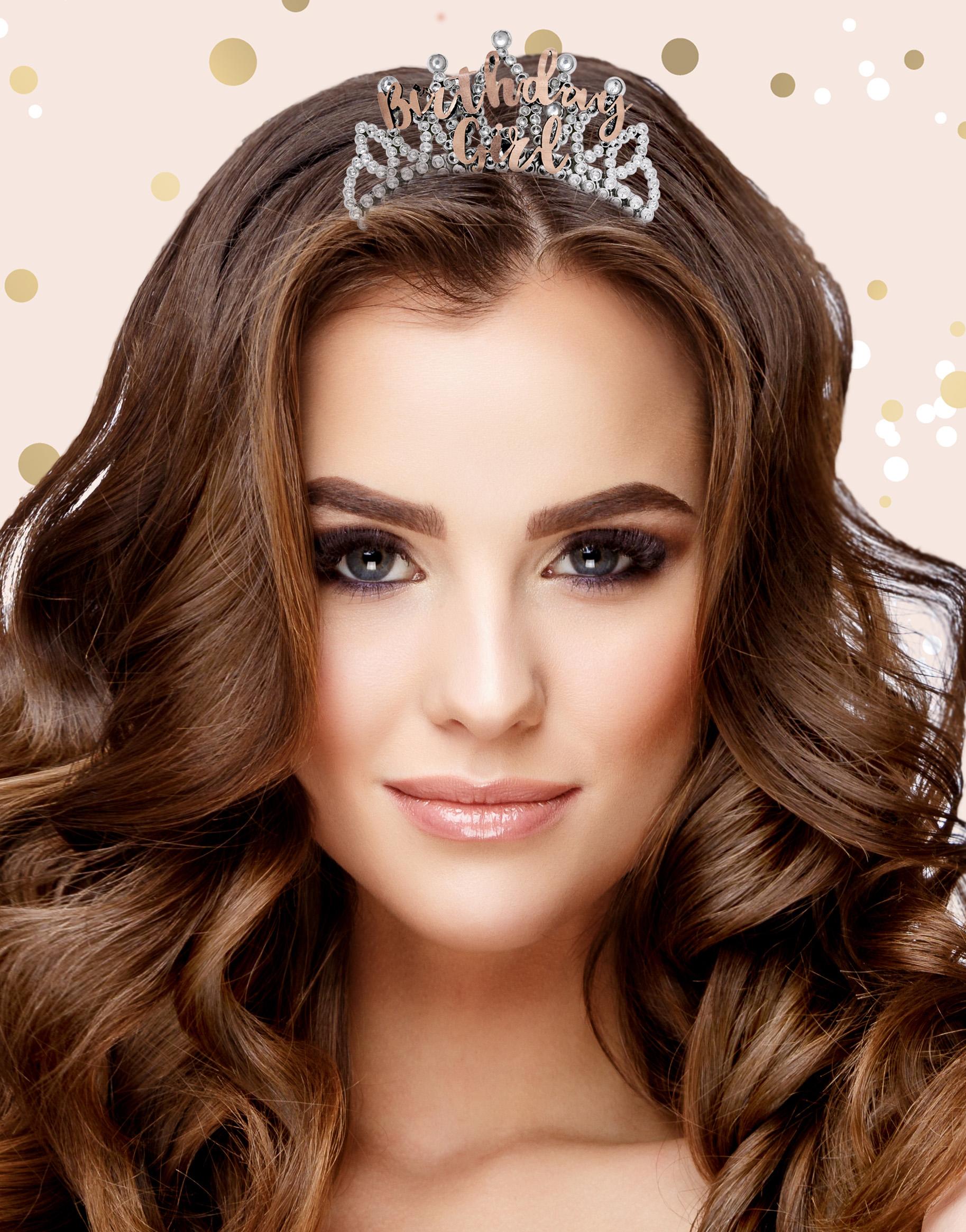Rose Gold Metallic & Diamante Birthday Girl Tiara