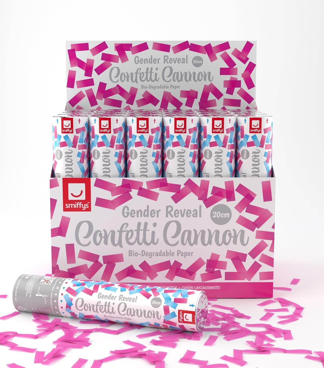 Confetti Cannon 20cm Gender Reveal Pink