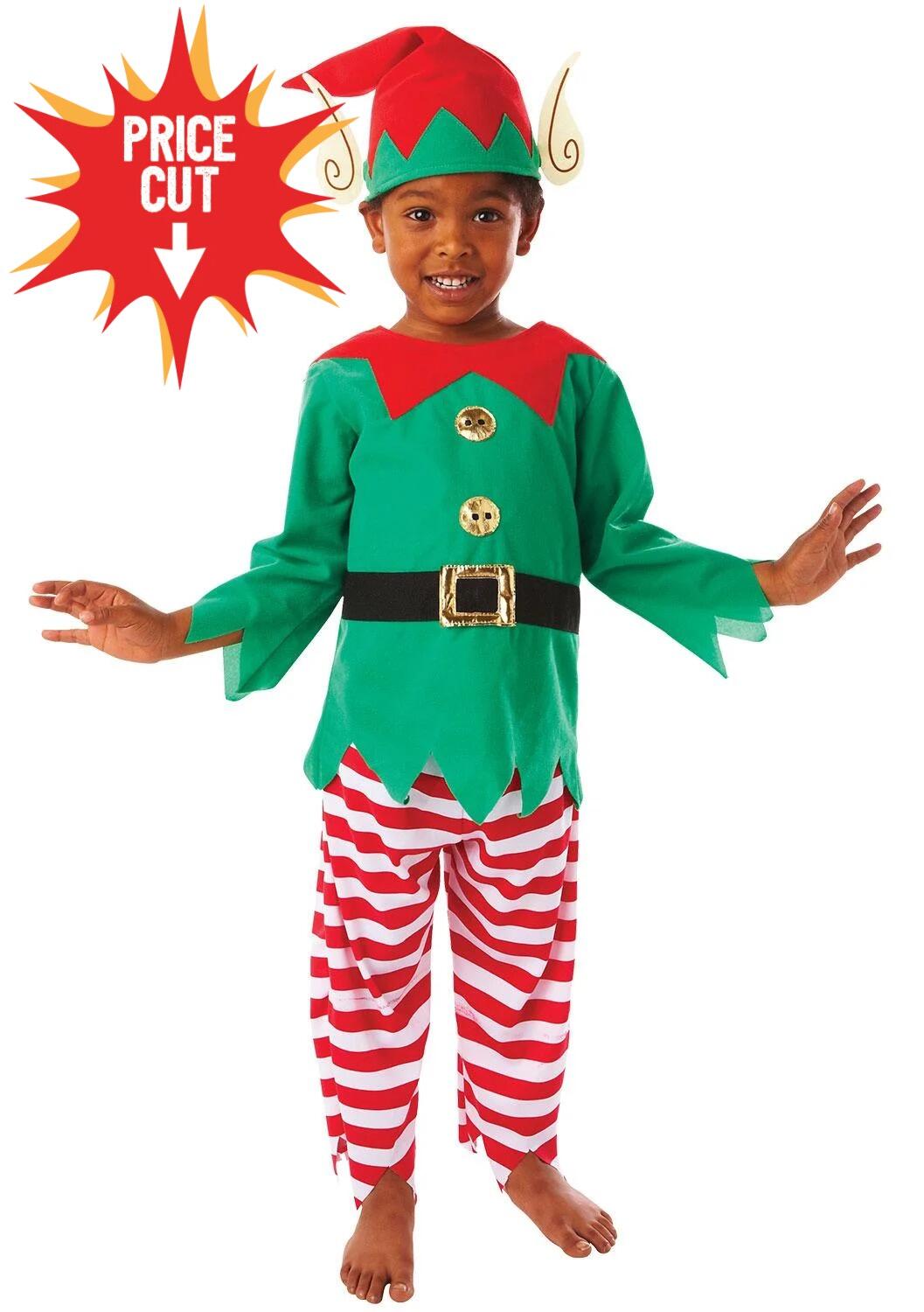Kids Elf Boy Costume, Red & Green