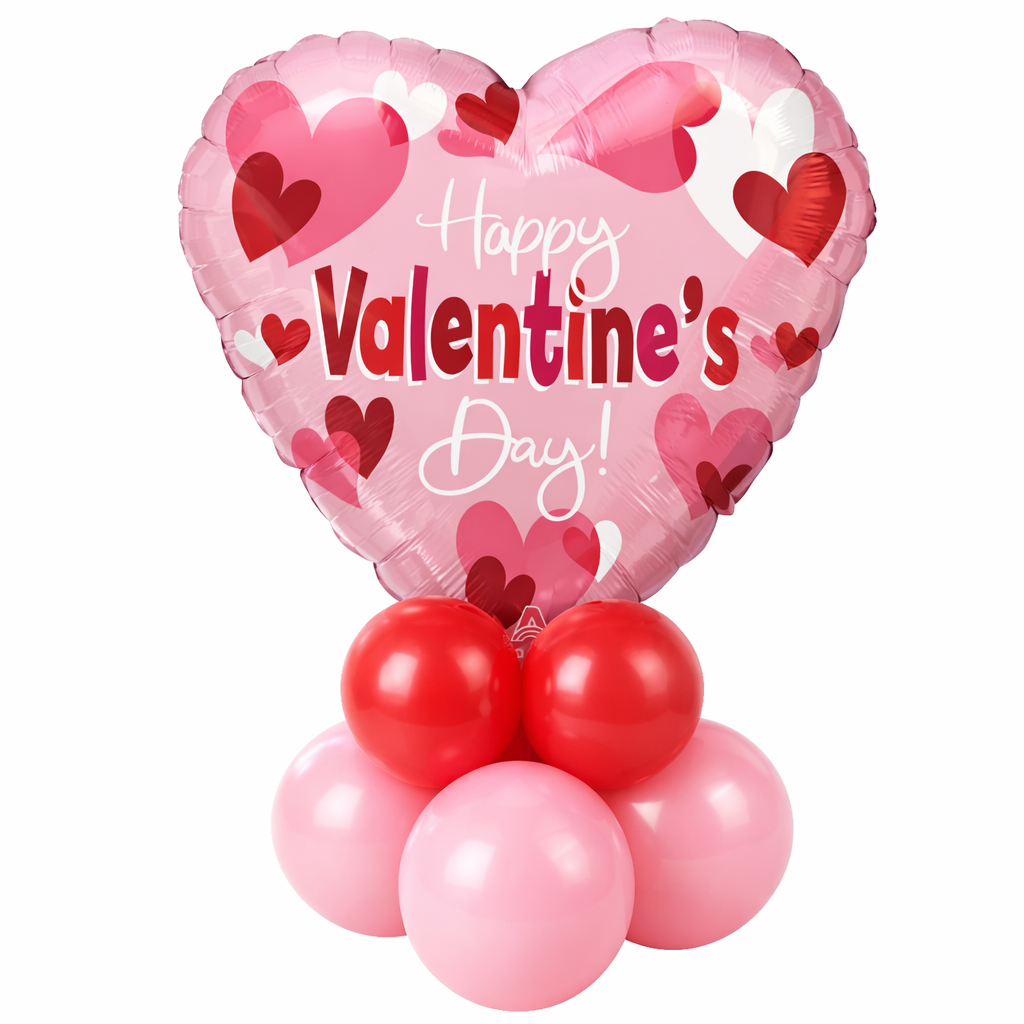 Table Top Mini Balloon Bouquet Valentines Day Pink & Red