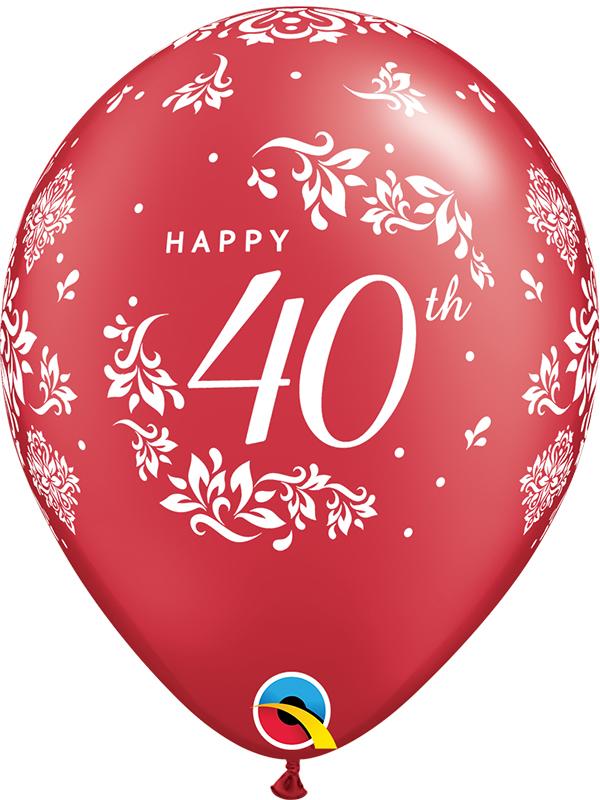 Latex Balloons 40th Anniversary Red