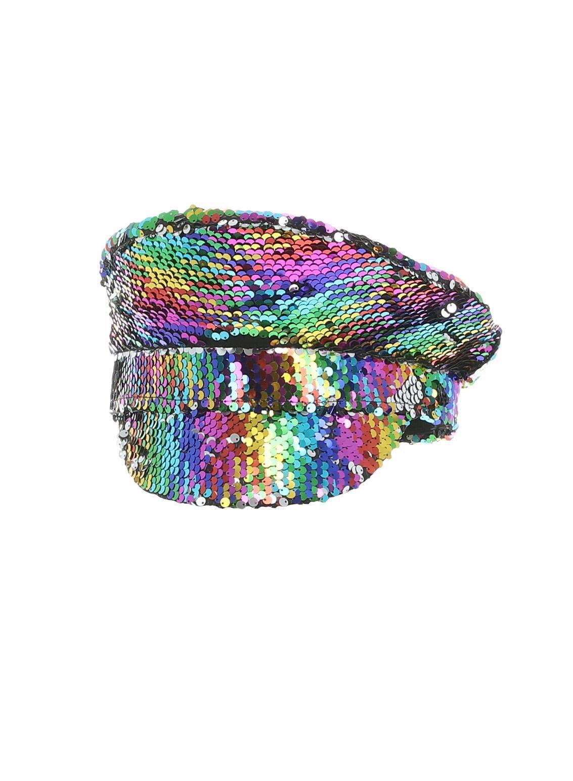 Deluxe Sequin Captains Cap Rainbow