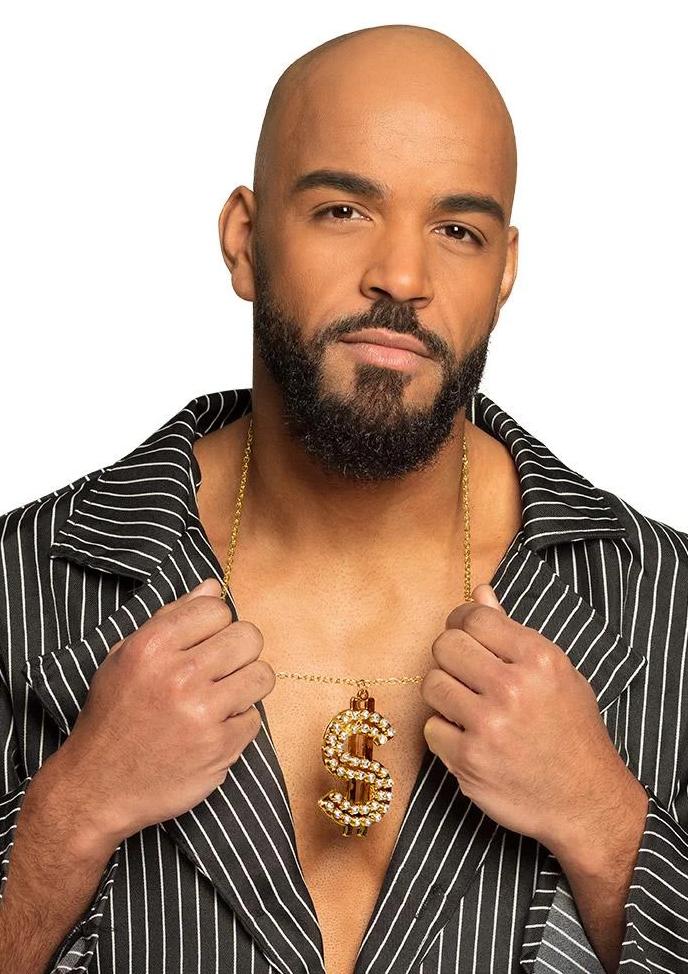 Diamond Dollar Sign Medallion Gold