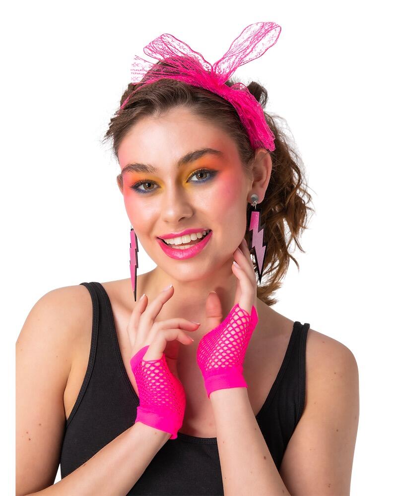80s Accessories Kit Neon Pink