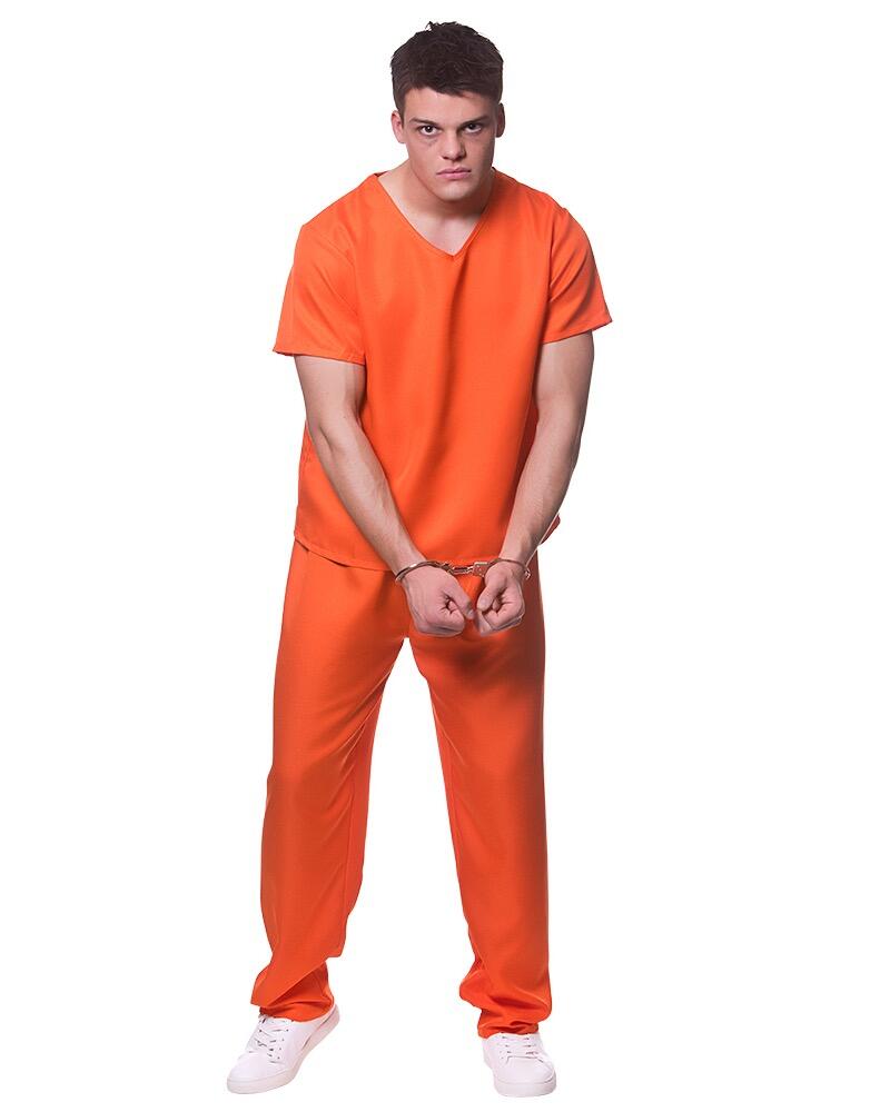 County Jail Orange Convict Costume Unisex
