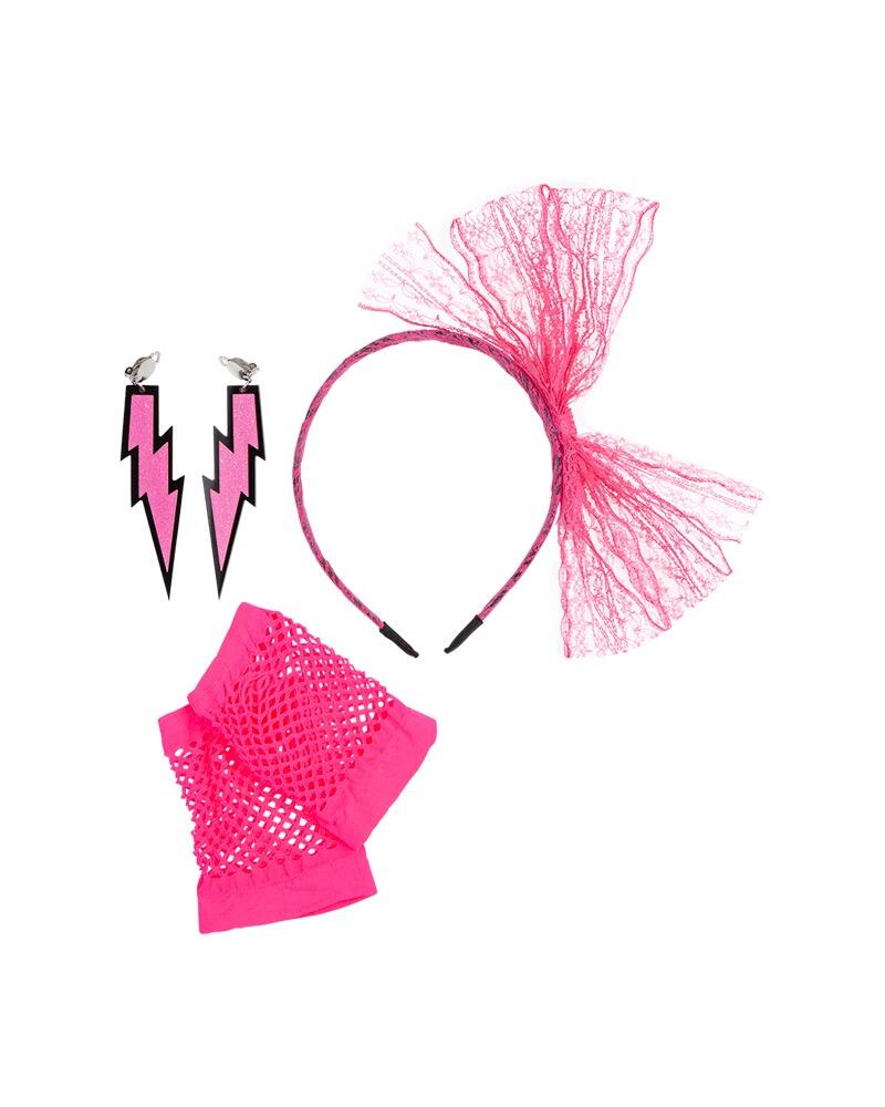80s Accessories Kit Neon Pink