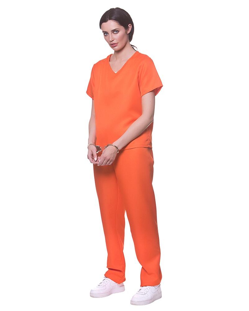 County Jail Orange Convict Costume Unisex